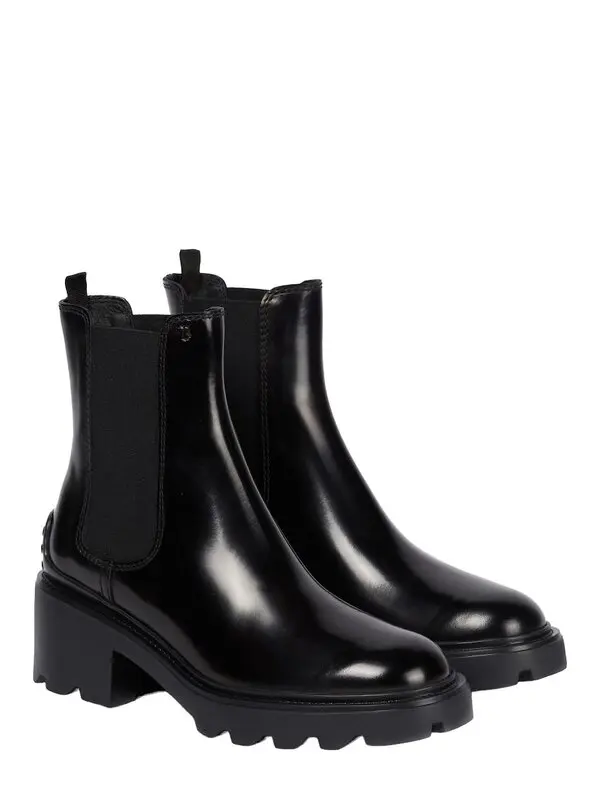TOD'S Patent Leather Chelsea Boots - Black