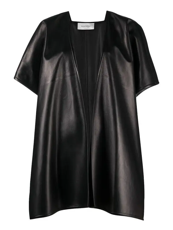 Valentino Garavani Draped Lambskin Cape - Black