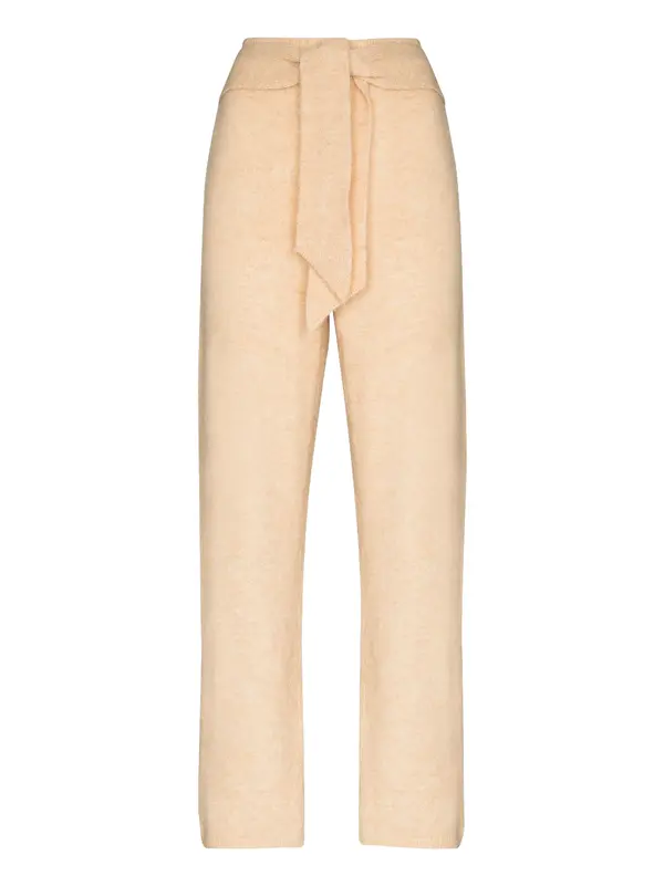 Nanushka Tied Waist Knit Trousers - Neutrals