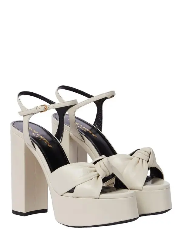 Saint Laurent Bianca 125 Leather Platform Sandals - White