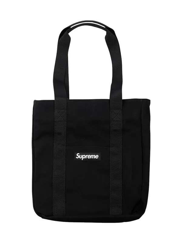 Supreme Logo-patch Canvas Tote Bag - Black