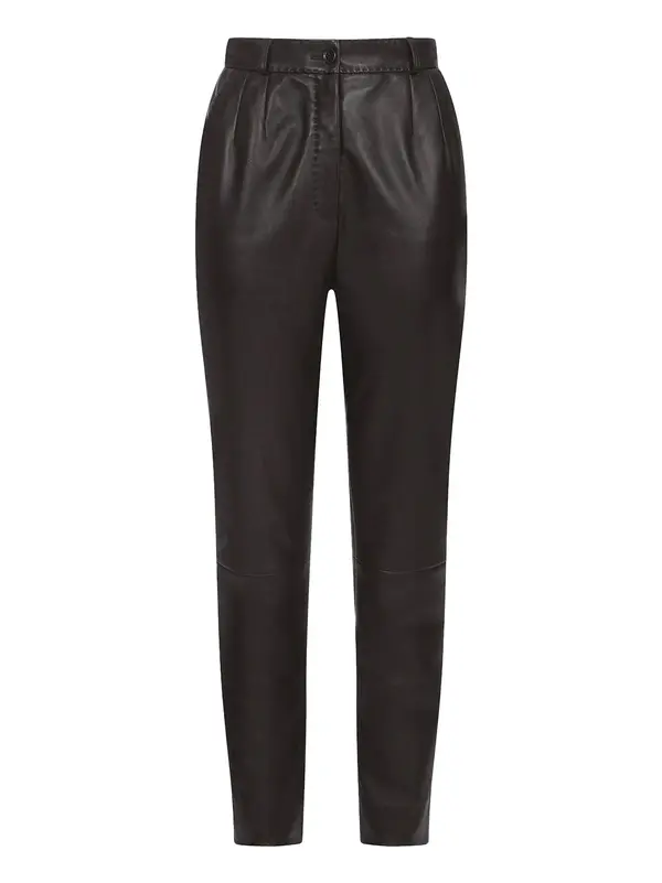 Dolce & Gabbana Plongé Leather Trousers - Black