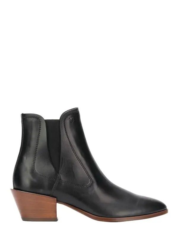 TOD'S Pointed Toe Elasticated Side Booties - Black