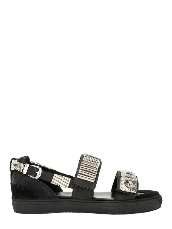 Toga Embellished Flat Sandals - Black