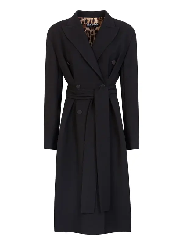 Dolce & Gabbana Belted Double-breasted Coat - Black