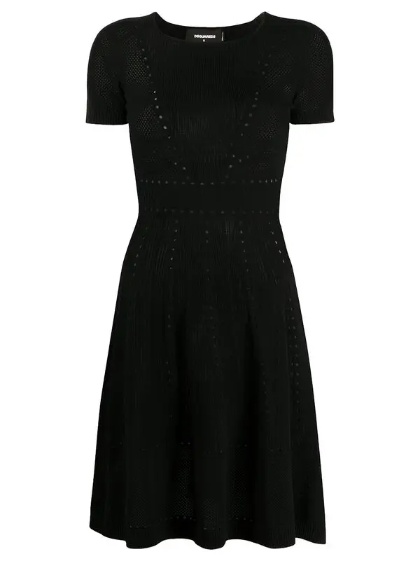 Dsquared2 Pointelle Knit Short Dress - Black