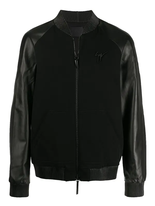GIUSEPPE ZANOTTI Mixed Fabric Biker Jacket - Black