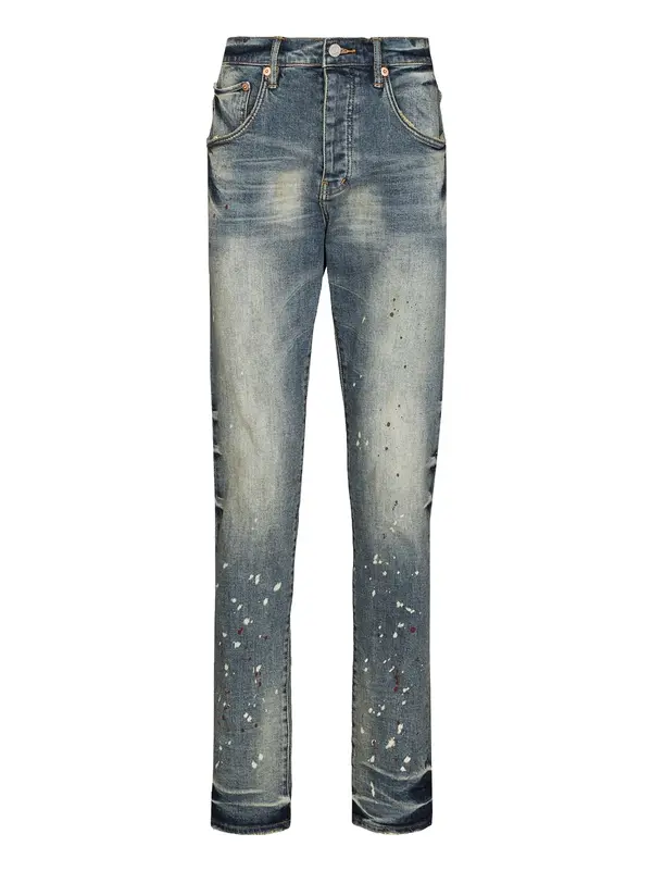 PURPLE BRAND Vintage Spotted Tapered-leg Jeans - Blue