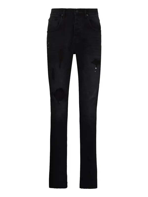 PURPLE BRAND Ripped Slim Fit Jeans - Black