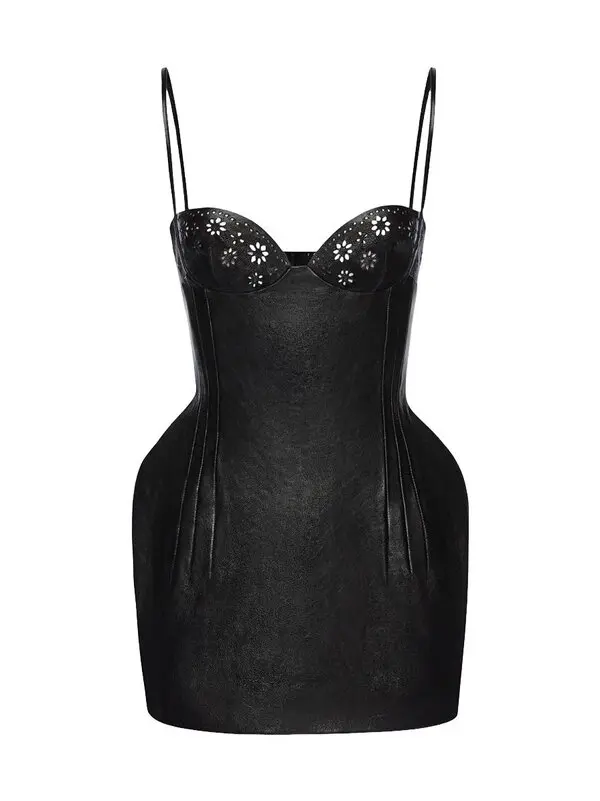 Magda Butrym Leather Mini Dress - Black