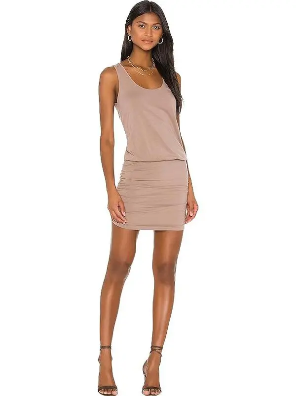 BOBI Draped Modal Jersey Mini Dress - Java