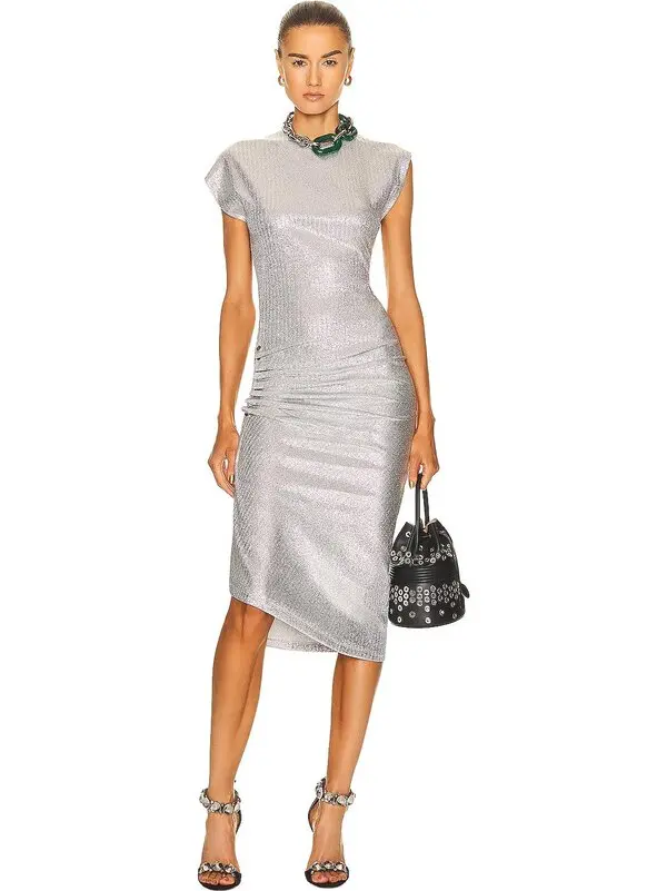 Rabanne Metallic Midi Dress - Silver