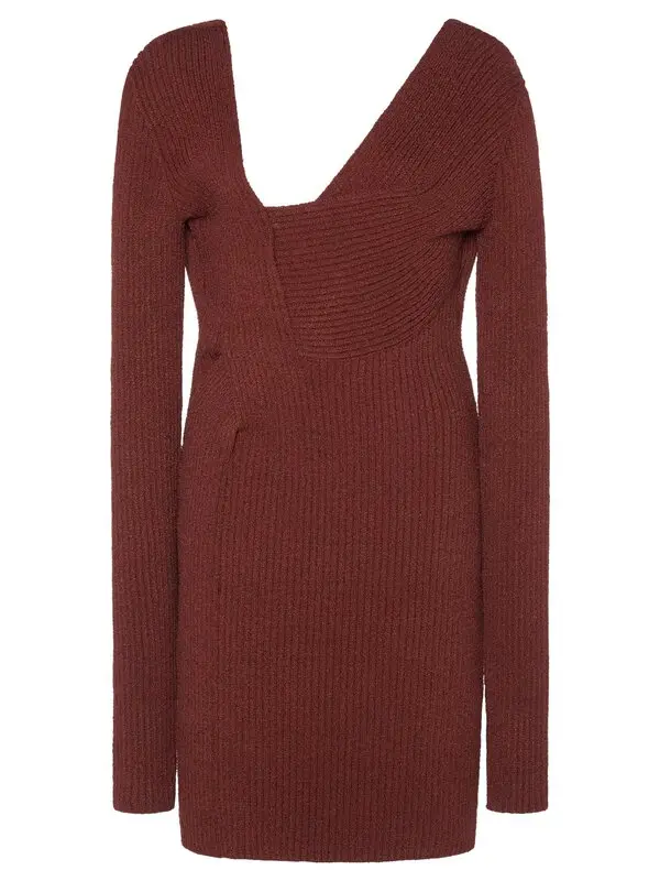 Bottega Veneta Ribbed Knit Mini Dress - Brown