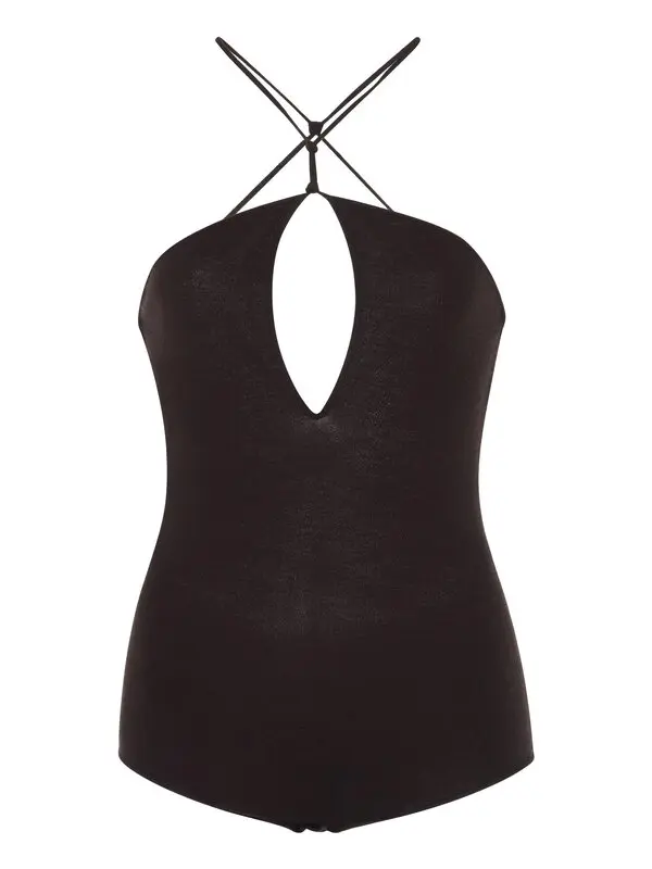 Bottega Veneta Twist-neck Cashmere-blend Bodysuit - Black