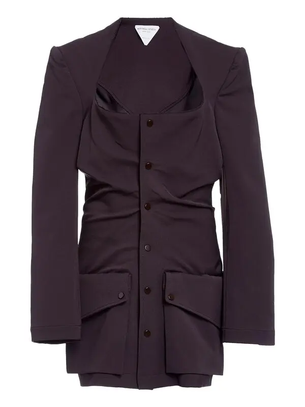 Bottega Veneta Gathered Gabardine Blazer - Brown