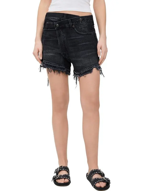 R13 Cross Over Denim Shorts - Jake Black