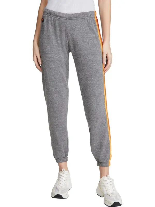 Aviator Nation Five-stripe Fleece Sweatpants - Heather Grey