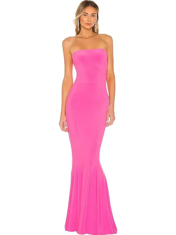 Norma Kamali X Strapless Fishtail Gown - Orchid Pink