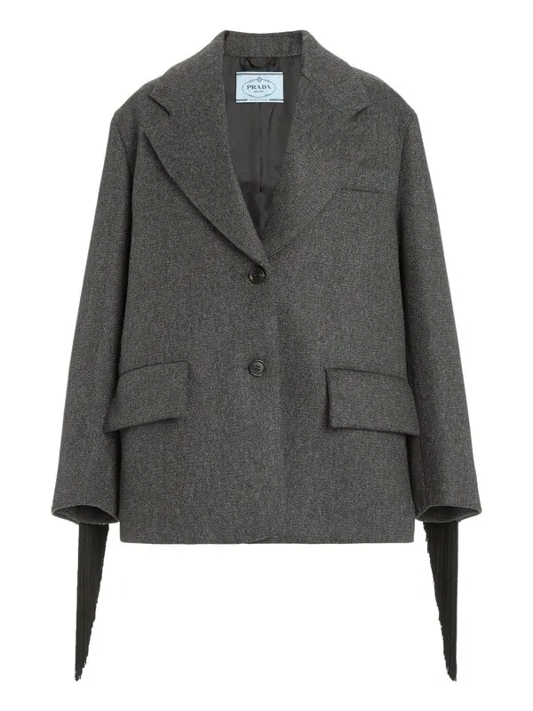 Prada Oversized Single-breasted Wool Jacket - Grey