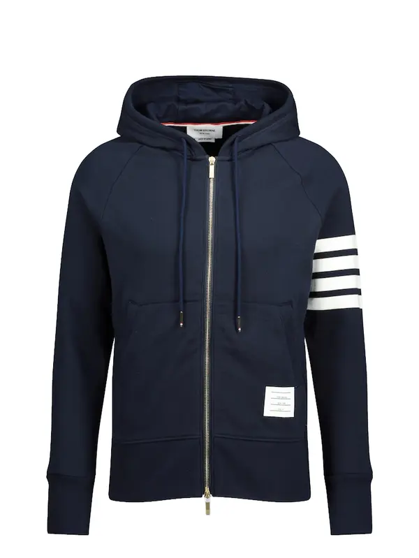 Thom Browne 4-bar Zip-up Hooded Sweatshirt - Blue