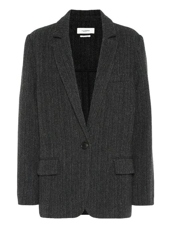 MARANT ETOILE Charly Herringbone Wool Jacket - Black