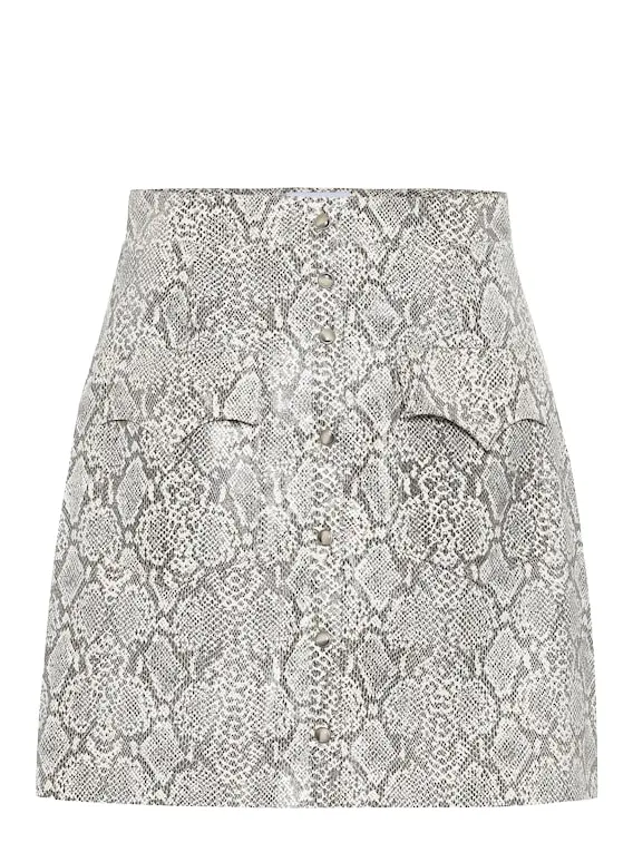 Nanushka Erin Faux Snakeskin Skirt - Grey