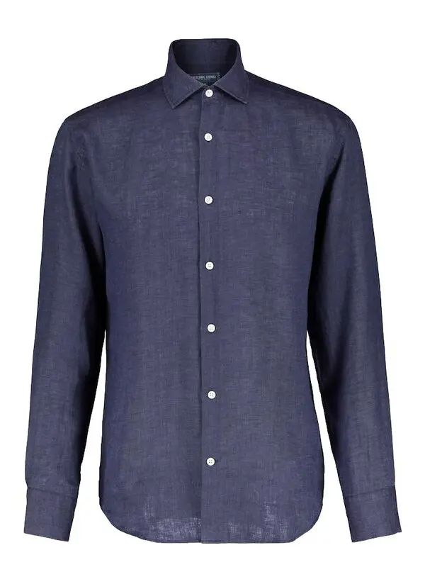 Frescobol Carioca Long-sleeved Linen Shirt - Blue