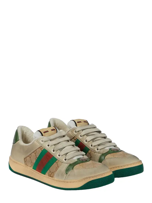Gucci Screener Leather Sneakers - Beige