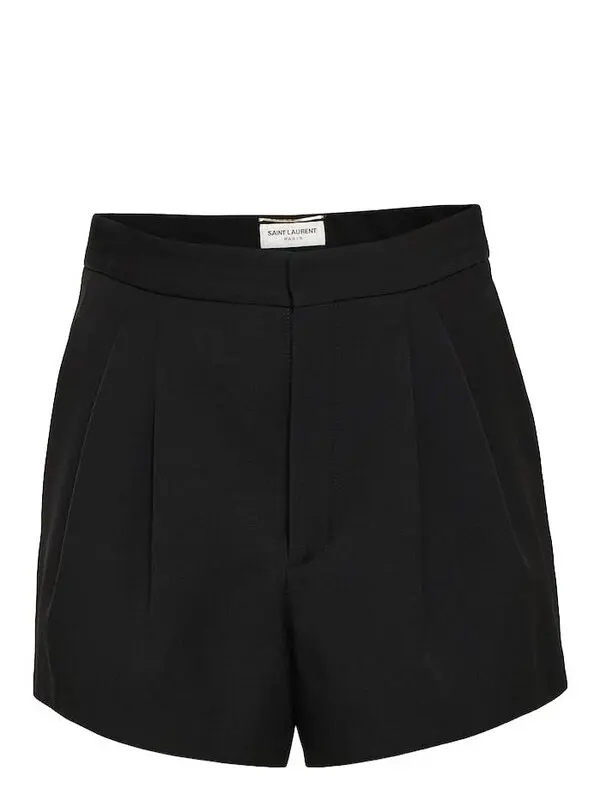 Saint Laurent High-rise Virgin Wool Shorts - Black