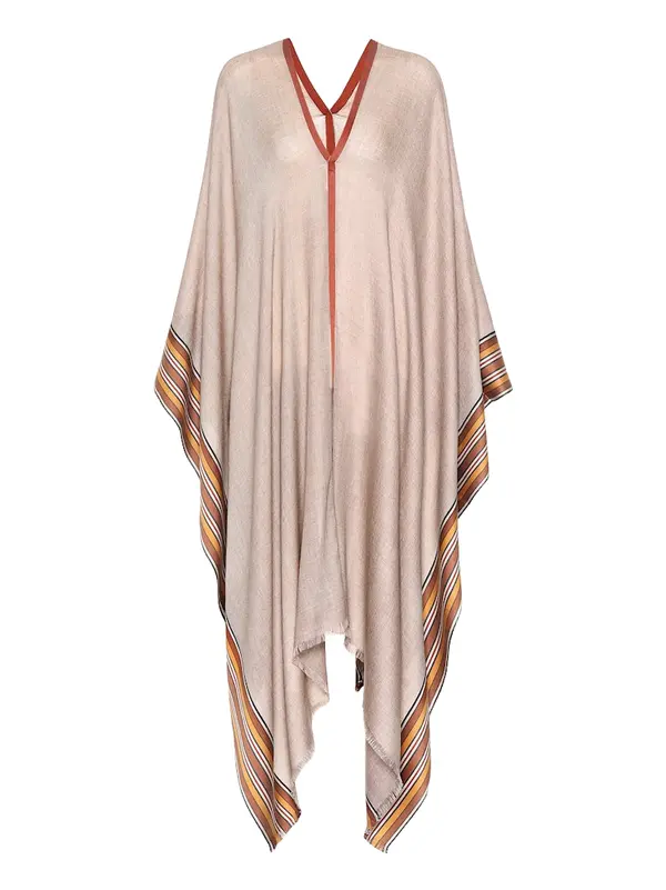 Loro Piana The Suitcase Stripe Silk And Cashmere Poncho - Beige
