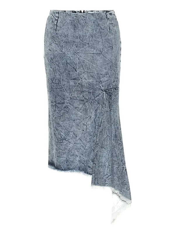 Balenciaga Asymmetric Denim Midi Skirt - Blue