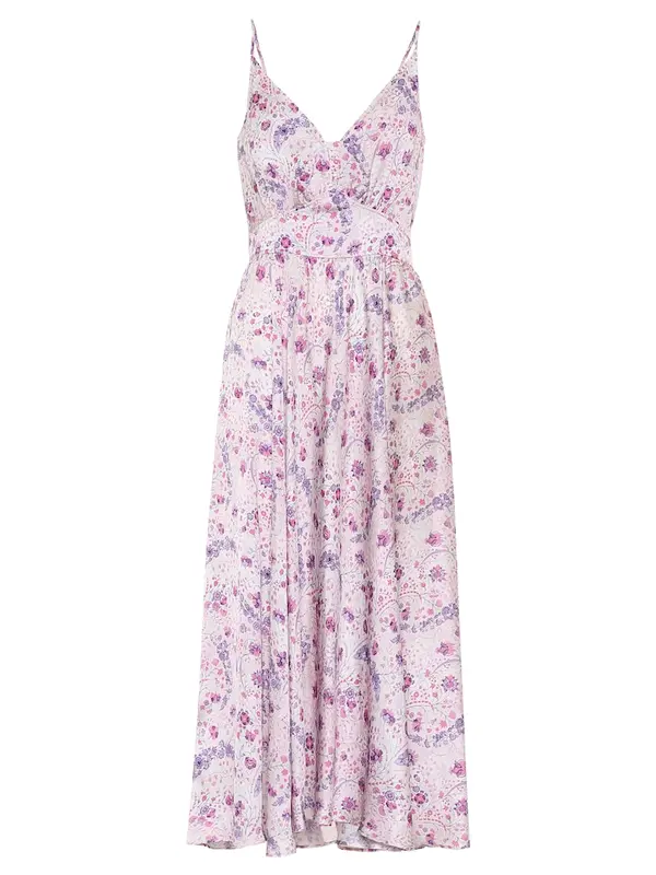 Rabanne Floral Satin Midi Dress - Purple