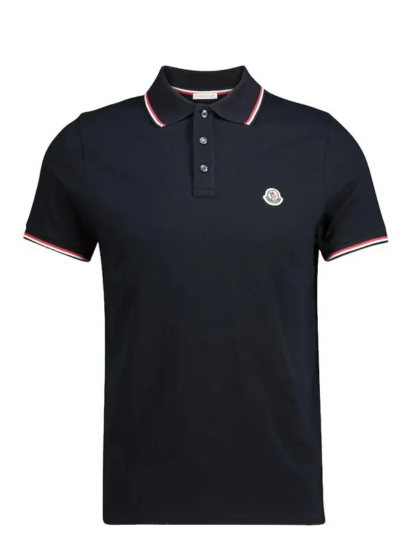 Moncler Short-sleeved Polo Shirt With Logo - Blue