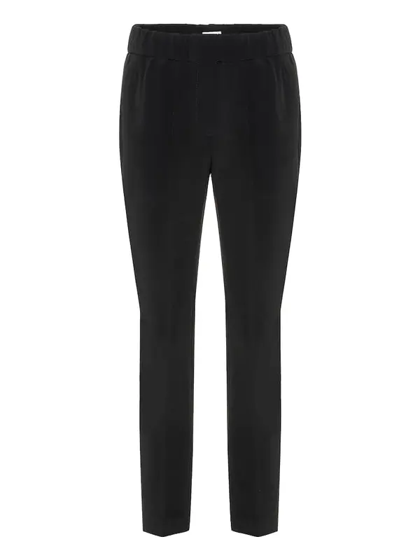 Brunello Cucinelli Silk-blend Cropped Trousers - Black