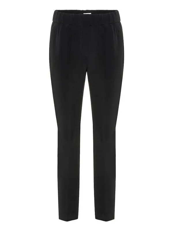Brunello Cucinelli Silk-blend Cropped Pants - Black