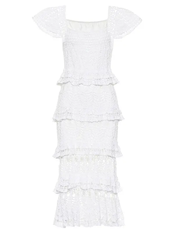 Anna Kosturova Cotillion Crochet Maxi Dress - White