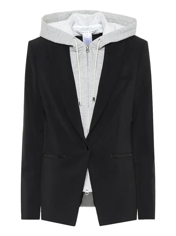 Veronica Beard Scuba Dickey Hooded Jacket - Black