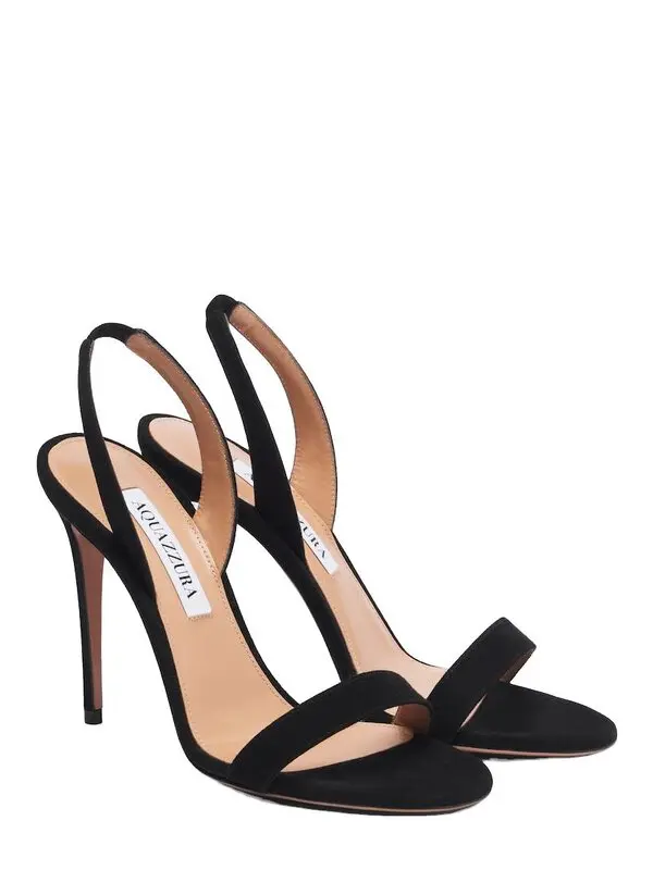 AQUAZZURA So Nude 105 Suede Sandals - Black