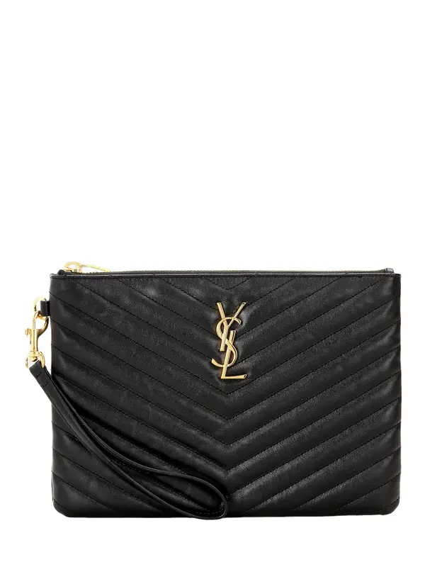 Saint Laurent Cassandre Matelassé Leather Pouch - Black