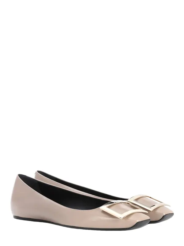 ROGER VIVIER Belle Vivier Leather Ballet Flats - Grey
