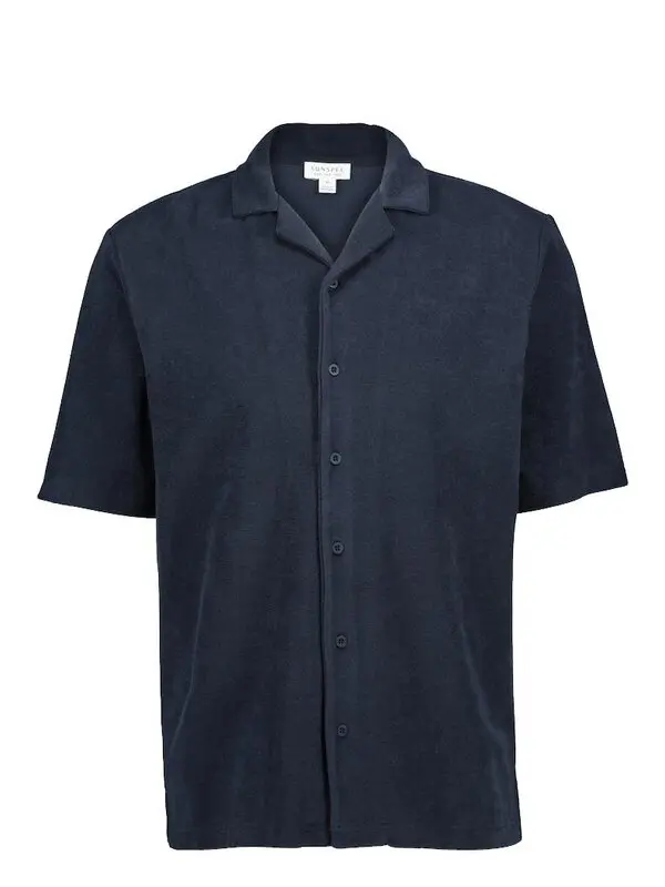 Sunspel Cotton Terry Shirt - Blue