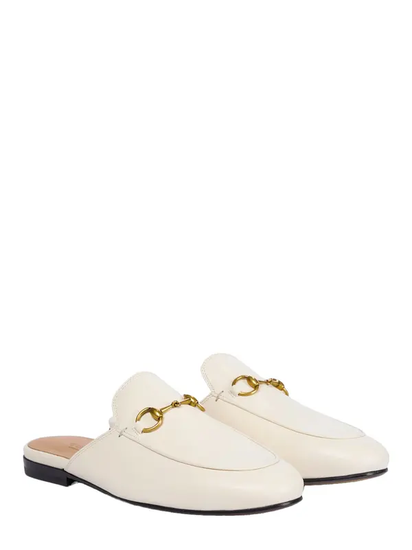 Gucci Princetown Leather Slippers - White