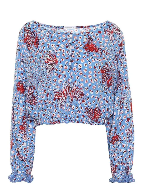 Poupette St Barth Betty Printed Crop Top - Blue