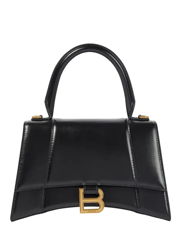 Balenciaga Hourglass Small Leather Crossbody Bag - Black