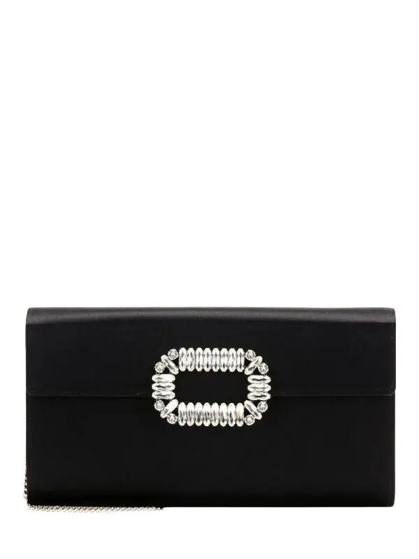 ROGER VIVIER Evening Envelope Satin Clutch - Black