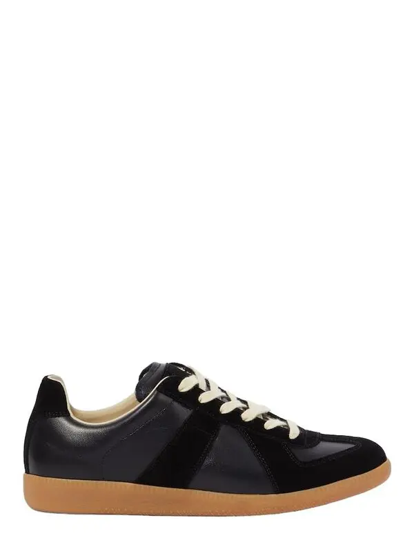 MAISON MARGIELA Replica Leather And Suede Sneakers - Black