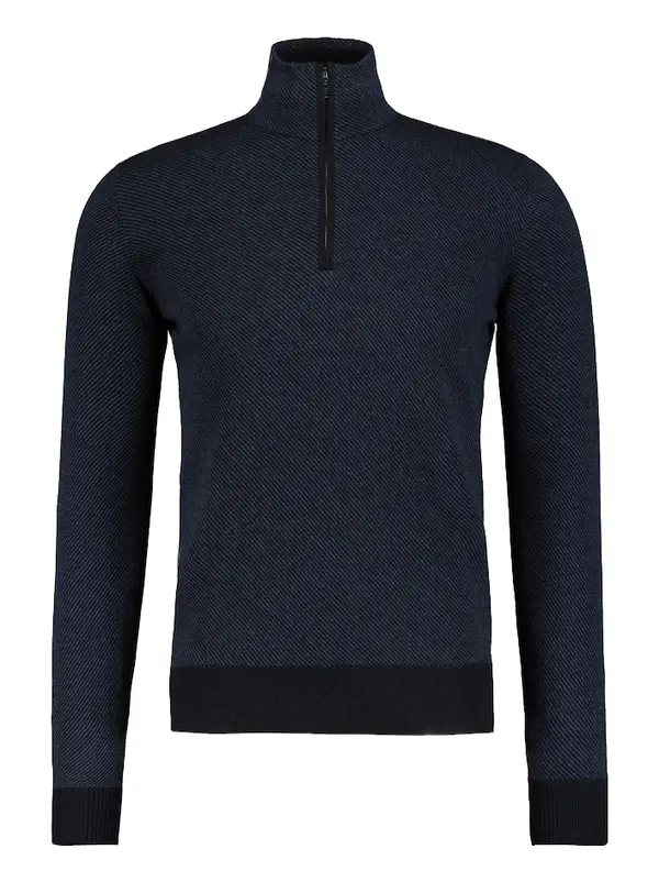 Loro Piana Mezzocollo Roadster Cashmere Sweater - Blue