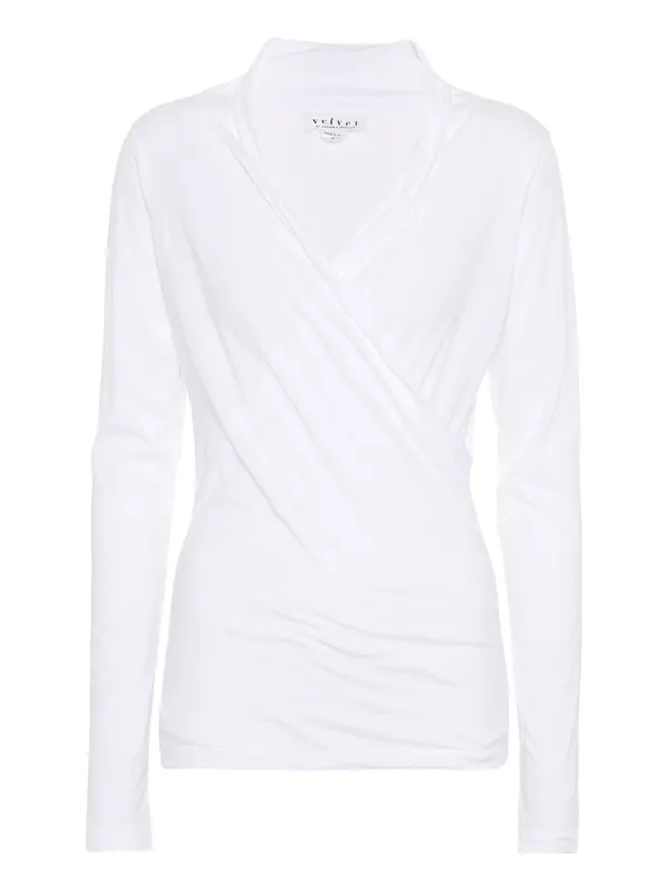 Velvet By Graham & Spencer Meri Stretch-cotton Jersey Top - White