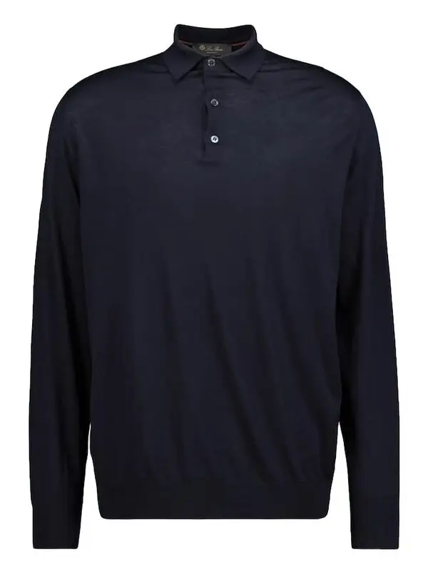 Loro Piana Ml Long-sleeved Wool Polo Shirt - Blue