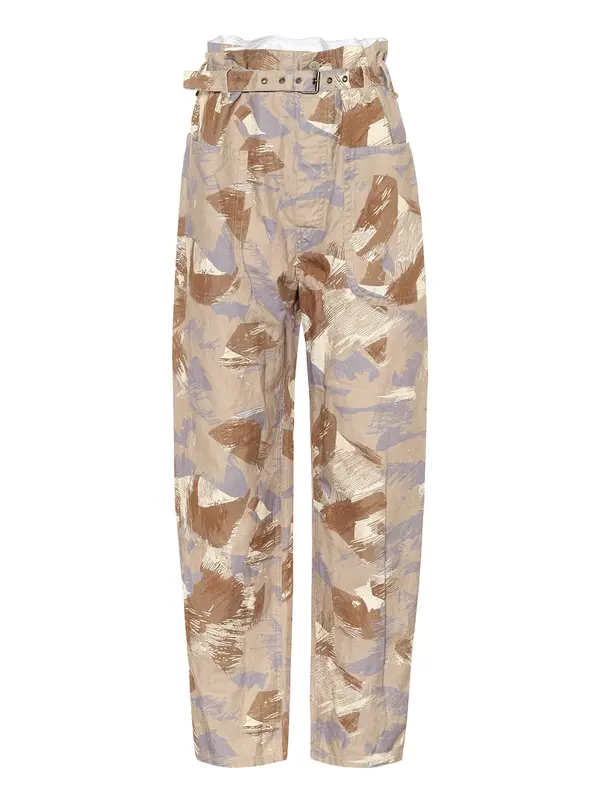 Isabel Marant Iona High-rise Cotton-blend Pants - Beige